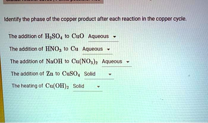 SOLVED: Text: Identify the phase of the copper product after each ...