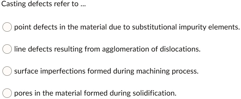 Casting defects refer to ... point defects in the material due to ...