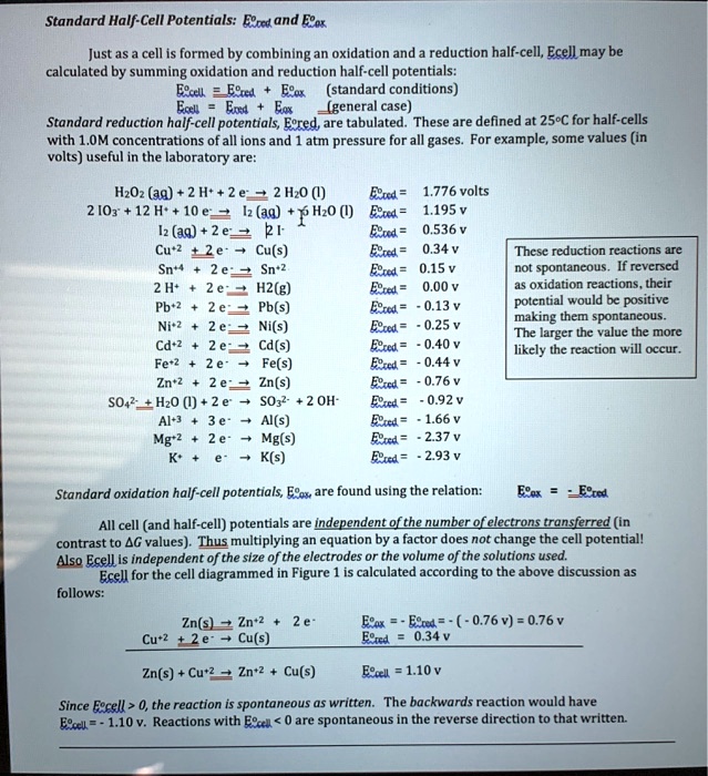 standard half cell potentials etcd and fear just asa cell is formed by combining an oxidation ...