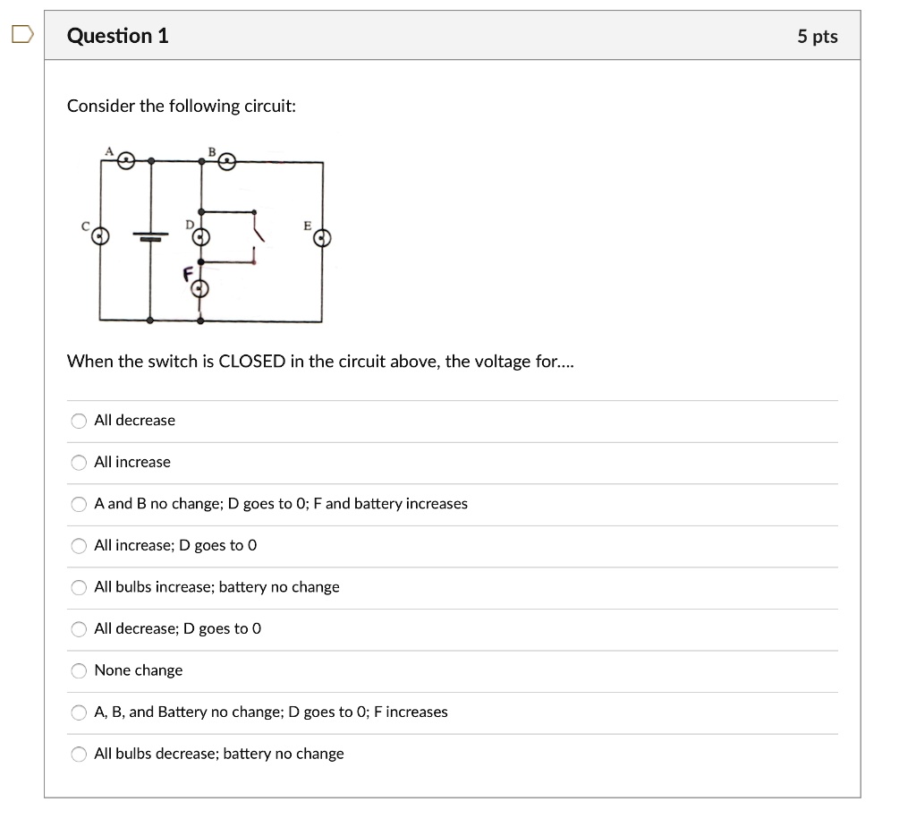 question 1 5 pts consider the following circuit when the switch is ...