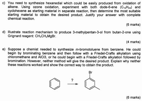 SOLVED: You need to synthesize hexanedial, which could easily be ...