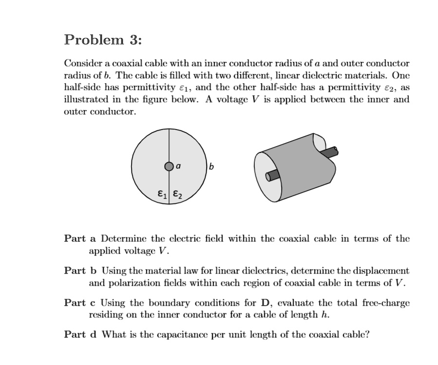 Problem 3: Consider a coaxial cable with an inner conductor radius of a ...