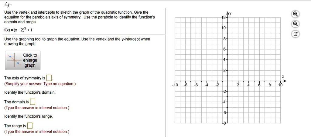 SOLVED: 4 Use the vertex and intercepts to sketch the graph of the ...