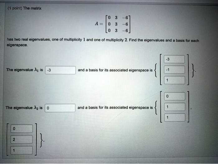 SOLVED: The matrix has two real eigenvalues; one of multiplicity m and one of multiplicity n ...