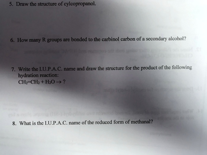SOLVED: Draw the structure of cyclopropanol. How many R groups are ...
