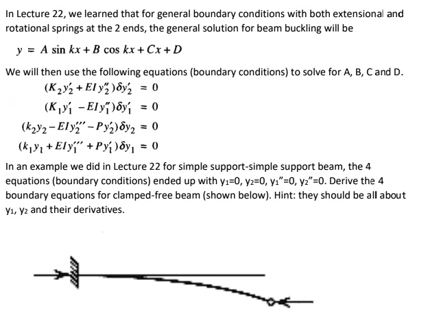 In Lecture 22, we learned that for general boundary conditions with ...