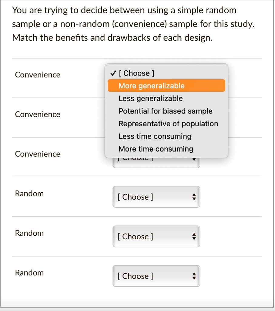 you are trying to decide between using a simple random sample or a non ...