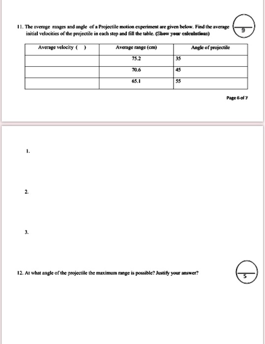 SOLVED: The average ranges and angles of a Projectile motion experiment are given below. Find ...