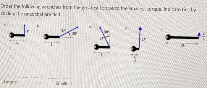 SOLVED: Order the following wrenches from the greatest torque to the ...