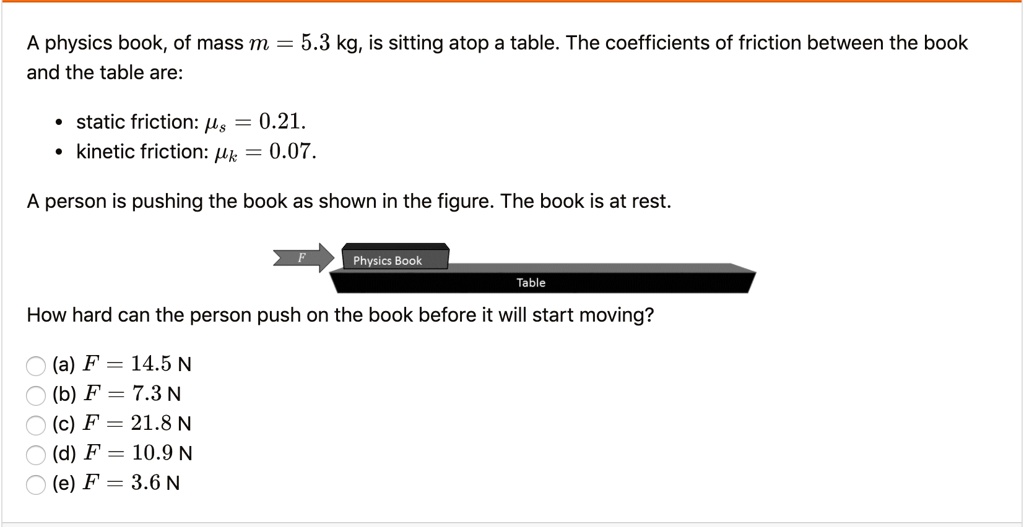 a physics book of mass m 53 kg is sitting atop a table the coefficients ...