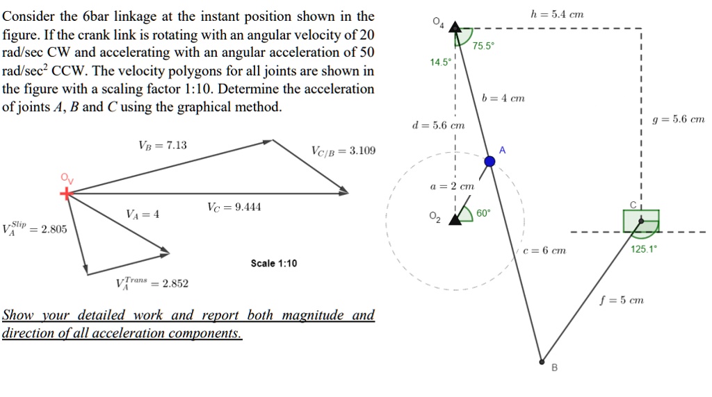 Consider the 6bar linkage at the instant position shown in the figure ...