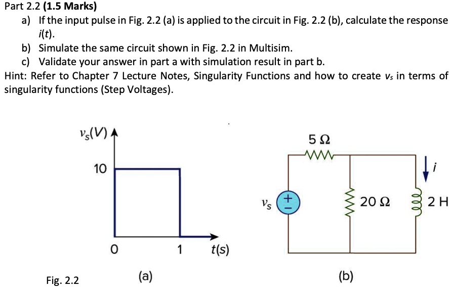 SOLVED: Part 2.2 (1.5 Marks) a) If the input pulse in Fig. 2.2 (a) is applied to the circuit in ...