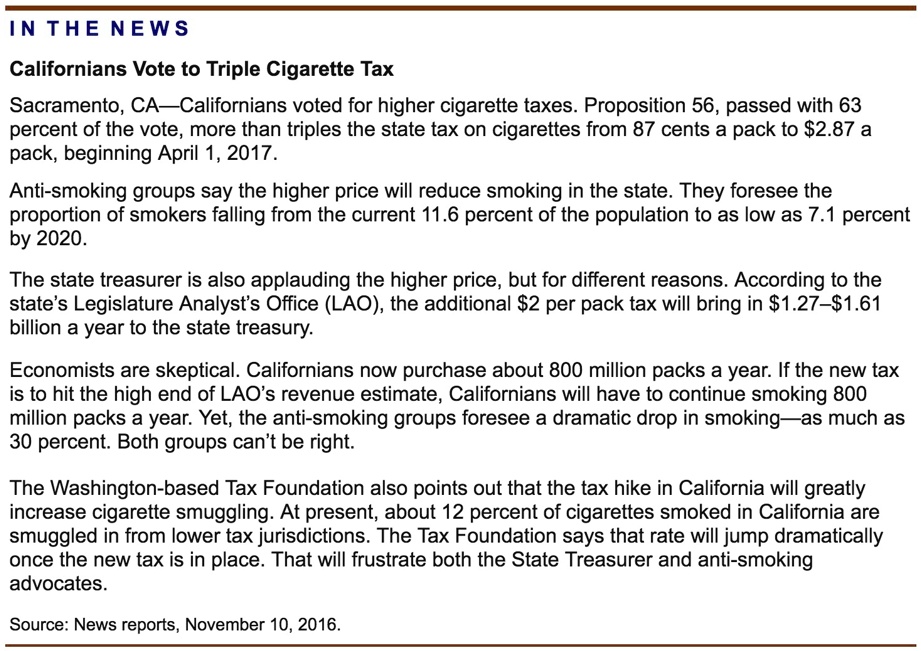 IN THE NEWS Californians Vote to Triple Cigarette Tax Sacramento, CA ...