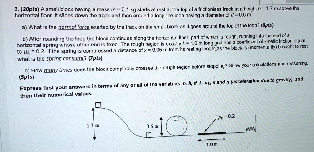 3 2opts a small block having a mass m 01 kg starts at rest at the top of a frictionless track ...