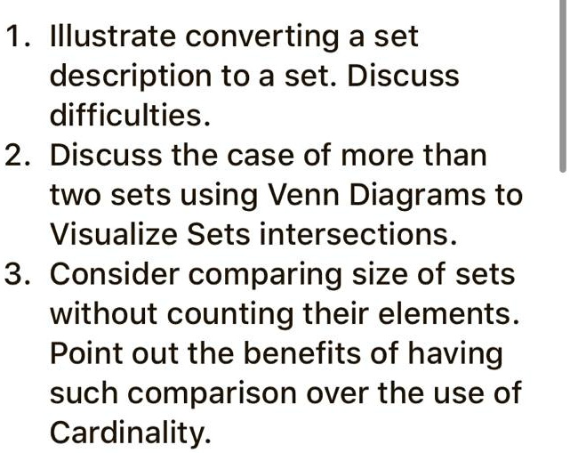 1 . Illustrate converting a set description to a set: Discuss ...