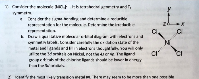 SOLVED: Consider the molecule [NiCl4]? It has tetrahedral geometry and ...