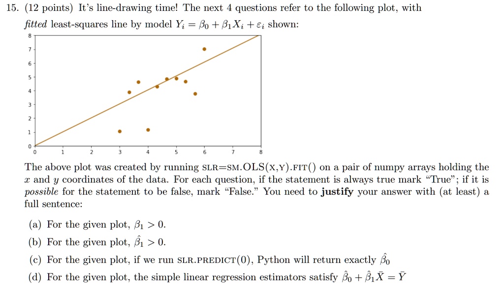 SOLVED: 15 (12 points) It's line-drawing time! The next 4 questions refer to the following plot ...