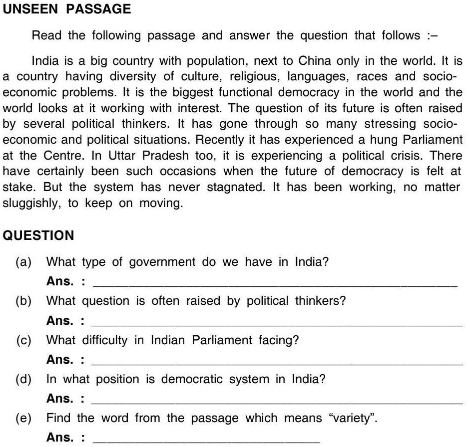 SOLVED class 8 Th Please Answer These Questions Fast UNSEEN PASSAGE SOLVED class 8 Th Please Answer These Questions Fast UNSEEN PASSAGE