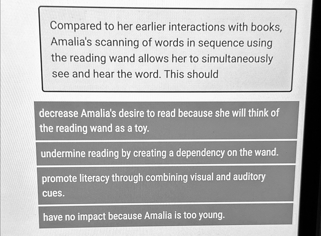 [GET ANSWER] Compared to her earlier interactions with books, Amalia's ...