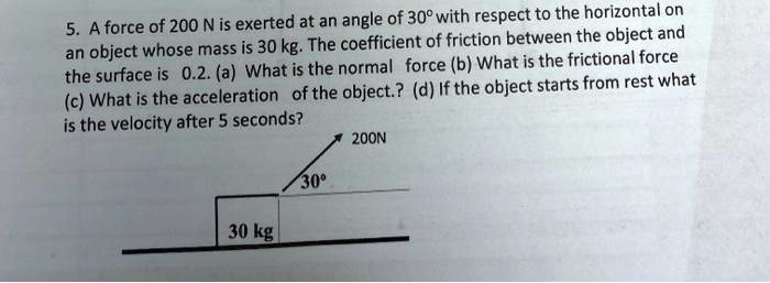 SOLVED: 5. A force of 200 N is exerted at an angle of 30with respect to the horizontal on an ...