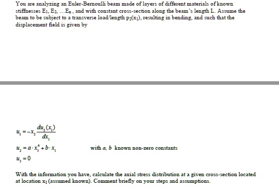 SOLVED: You are analyzing an Euler-Bernoulli beam made of layers of ...