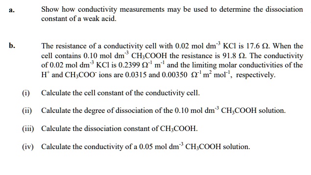 show how conductivity measurements may be used t0 determine the ...