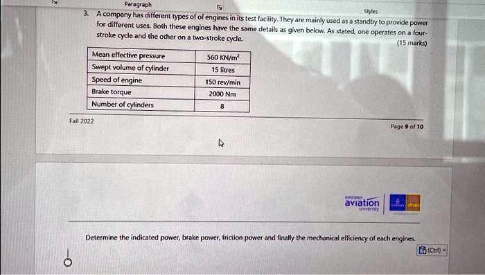 Paragraph Styles 3. A company has different types of of engines in its ...