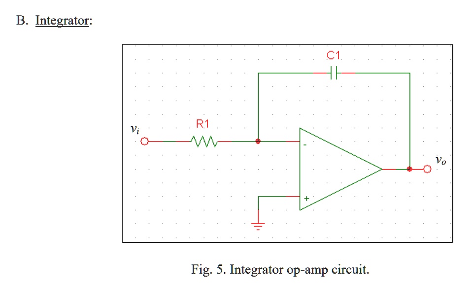 B. Integrator: R1 Vi + C1 Fig. 5. Integrator op-amp...