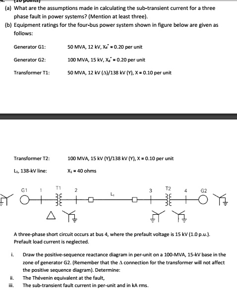 SOLVED: (a) What are the assumptions made in calculating the sub-transient current for a three ...