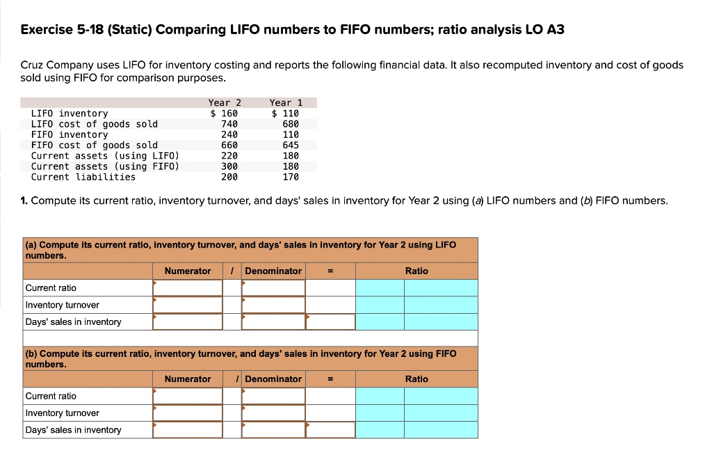 SOLVED: Exercise 5-18 (Static) Comparing LIFO numbers to FIFO numbers ...