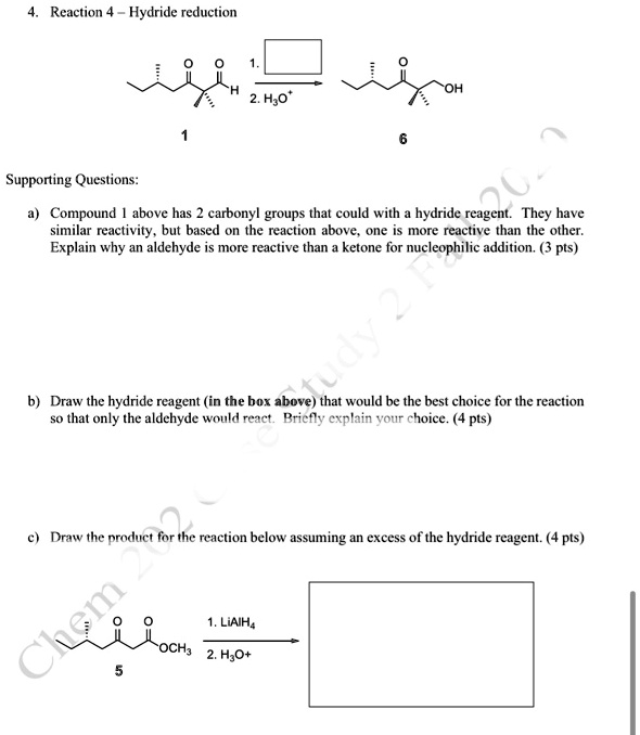 reaction hydride reduction 2 ho supporting questions compound above has ...