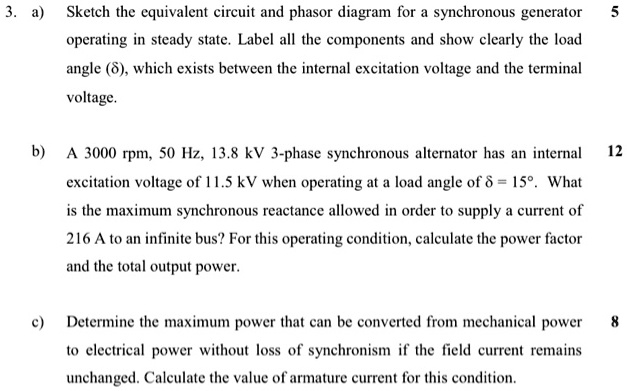 SOLVED: a) Sketch the equivalent circuit and phasor diagram for a ...