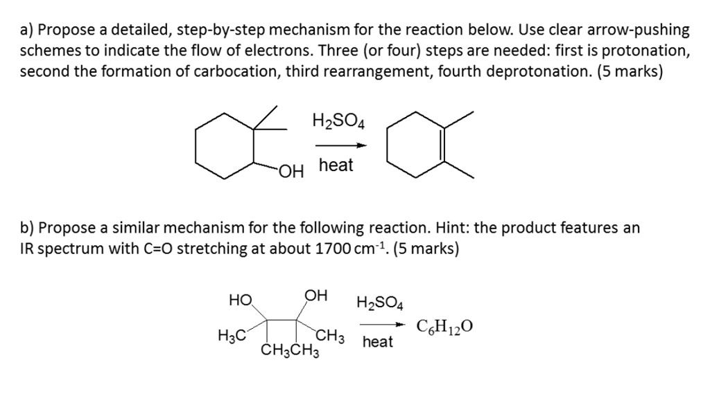 SOLVED: a) Propose a detailed, step-by-step mechanism for the reaction ...