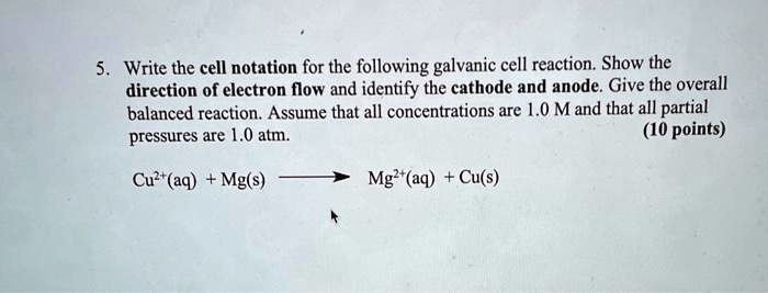 write the cell notation for the following galvanic cell reaction show ...