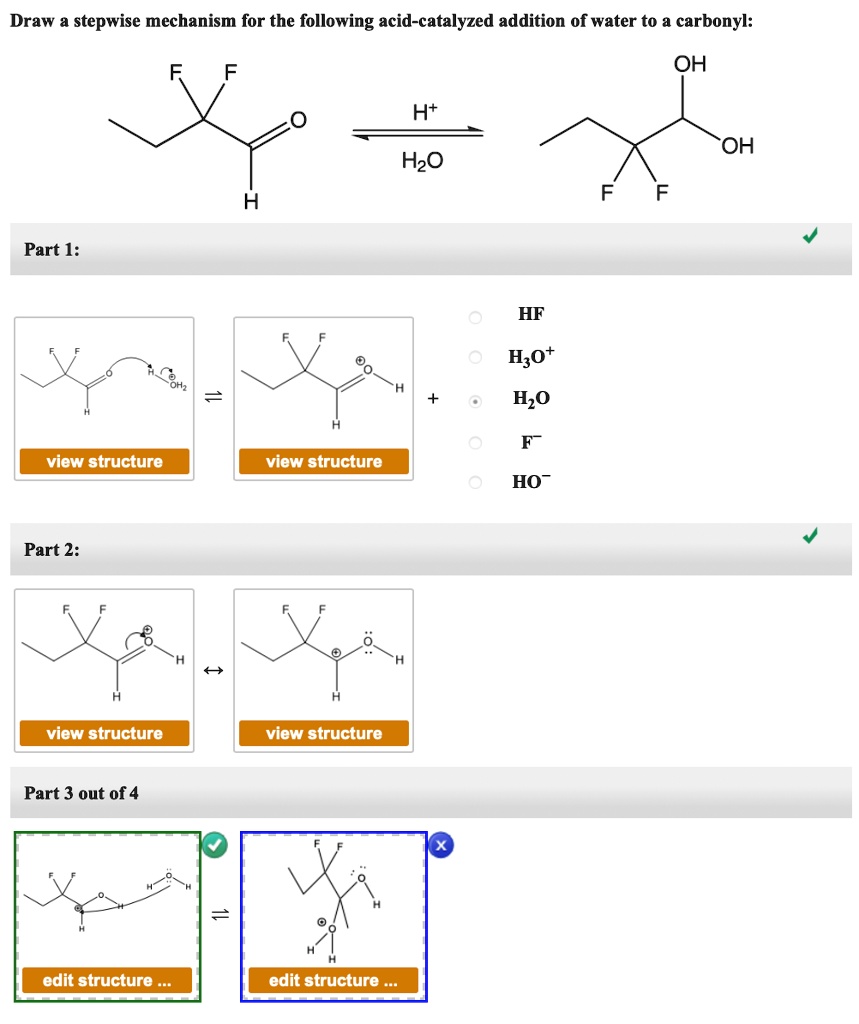 SOLVED: Draw a stepwise mechanism for the following acid-catalyzed addition of water to a ...