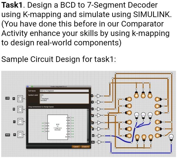 Solved Urgently Please Help Task 1 Design A Bcd To 7 Segment Decoder Using K Mapping And