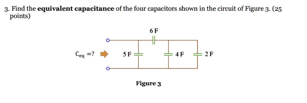 Solved 3 Find The Equivalent Capacitance Of The Four Capacitors Shown In The Circuit Of Figure
