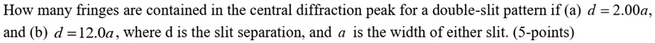 How many fringes are contained in the central diffraction peak for a ...