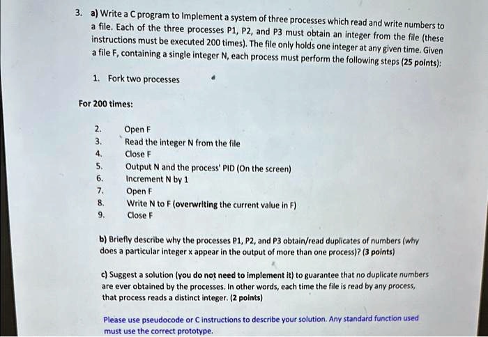 Solved Write A C Program To Implement A System Of Three Processes Which Read And Write Numbers 3988