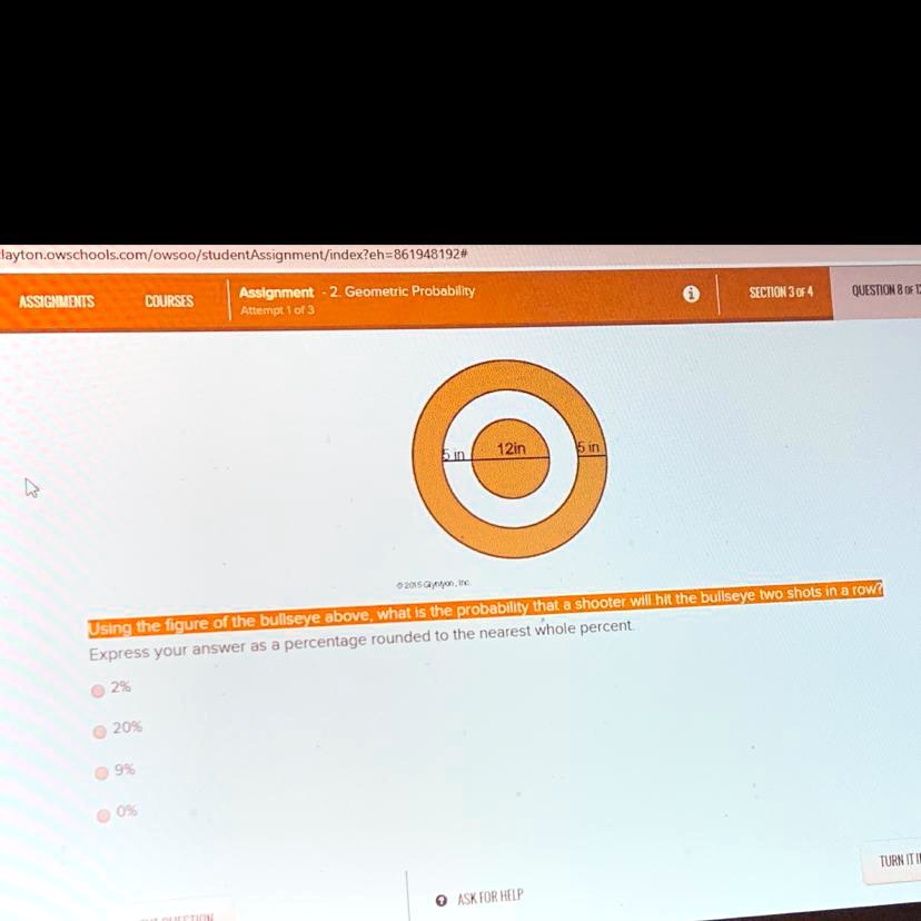 SOLVED:'Using the figure of the bullseye above, what is the probability ...