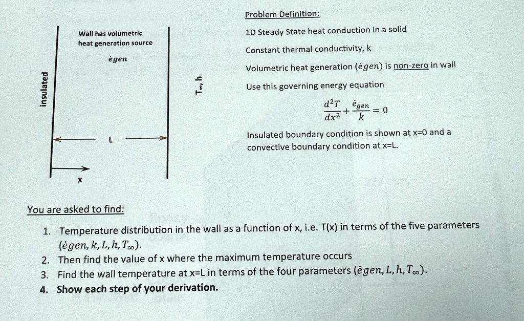 Wall Has Volumetric Heat Generation Source Egen L Too H Problem