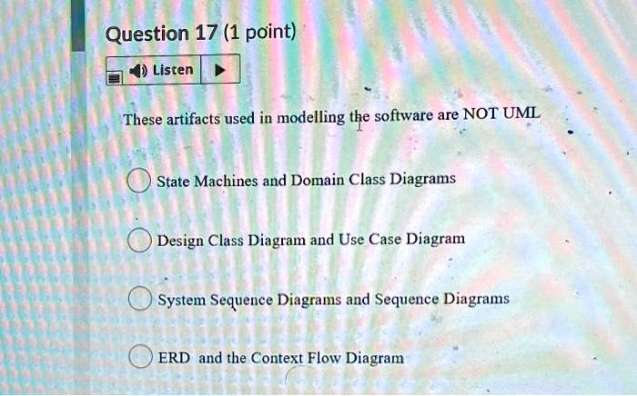 SOLVED: Listen These artifacts used in modeling the software are NOT ... SOLVED: Listen These artifacts used in modeling the software are NOT ...