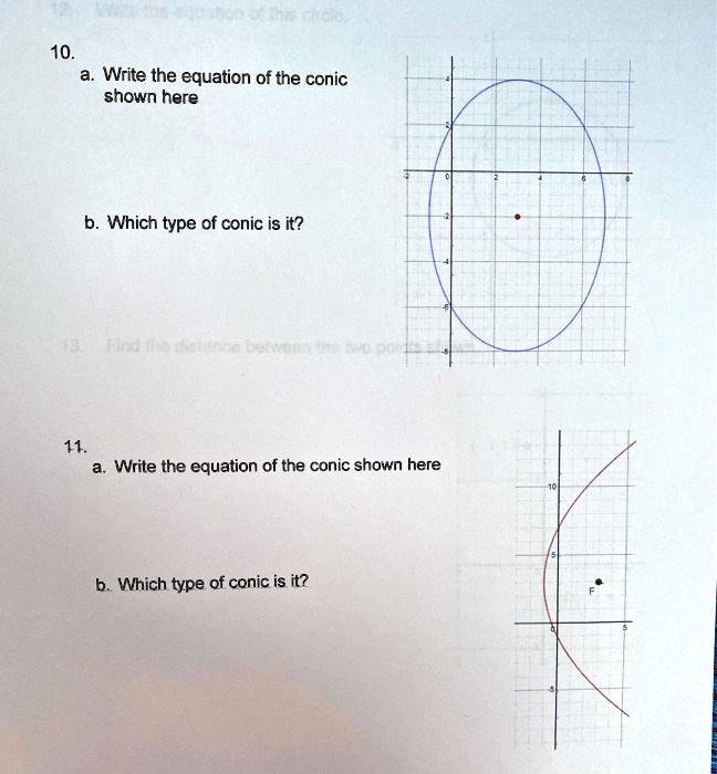 SOLVED: 10. a. Write the equation of the conic shown here b. Which type ... SOLVED: 10. a. Write the equation of the conic shown here b. Which type ...