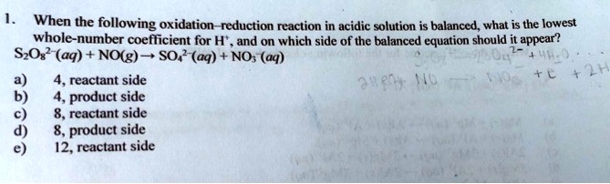 when the following oxidation reduction reaction in acidic solution is ...