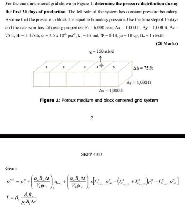 SOLVED: For the one dimensional grid : shown in Figure determine the pressure distribution ...