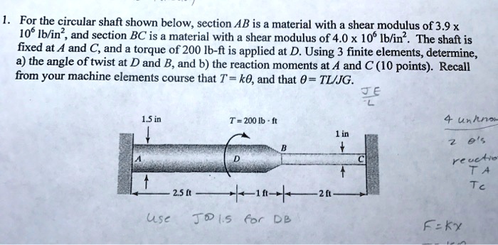 SOLVED: 1. For the circular shaft shown below,section AB is a material ...