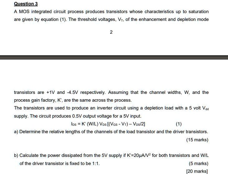 SOLVED: Question 3: A MOS integrated circuit process produces ...