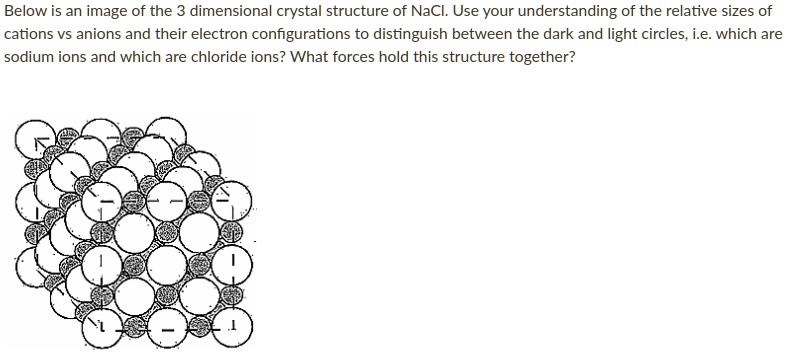 below is an image of the 3 dimensional crystal structure of naci use ...