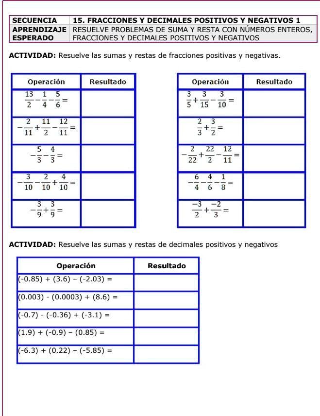 SOLVED: me ayudan por favor SECUENCIA 15. FRACCIONES Y DECIMALES ...