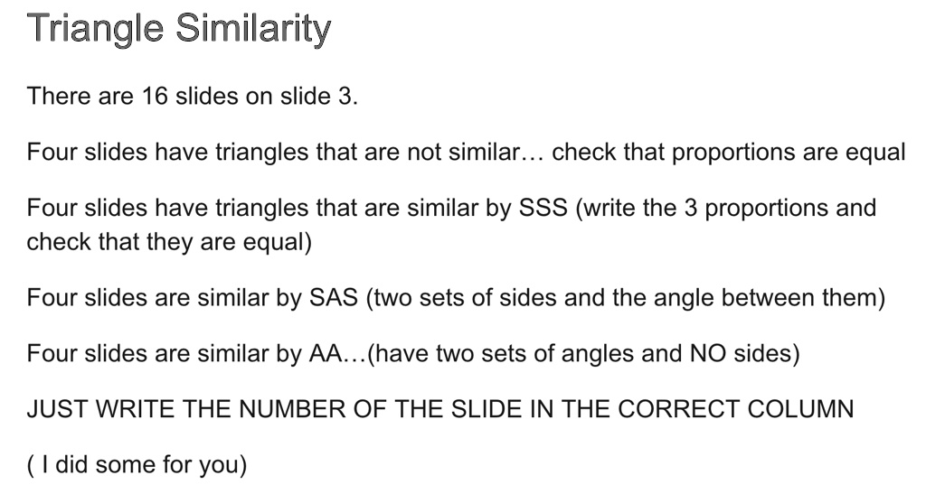 Triangle Similarity There are 16 slides on slide 3. Four slides have ...
